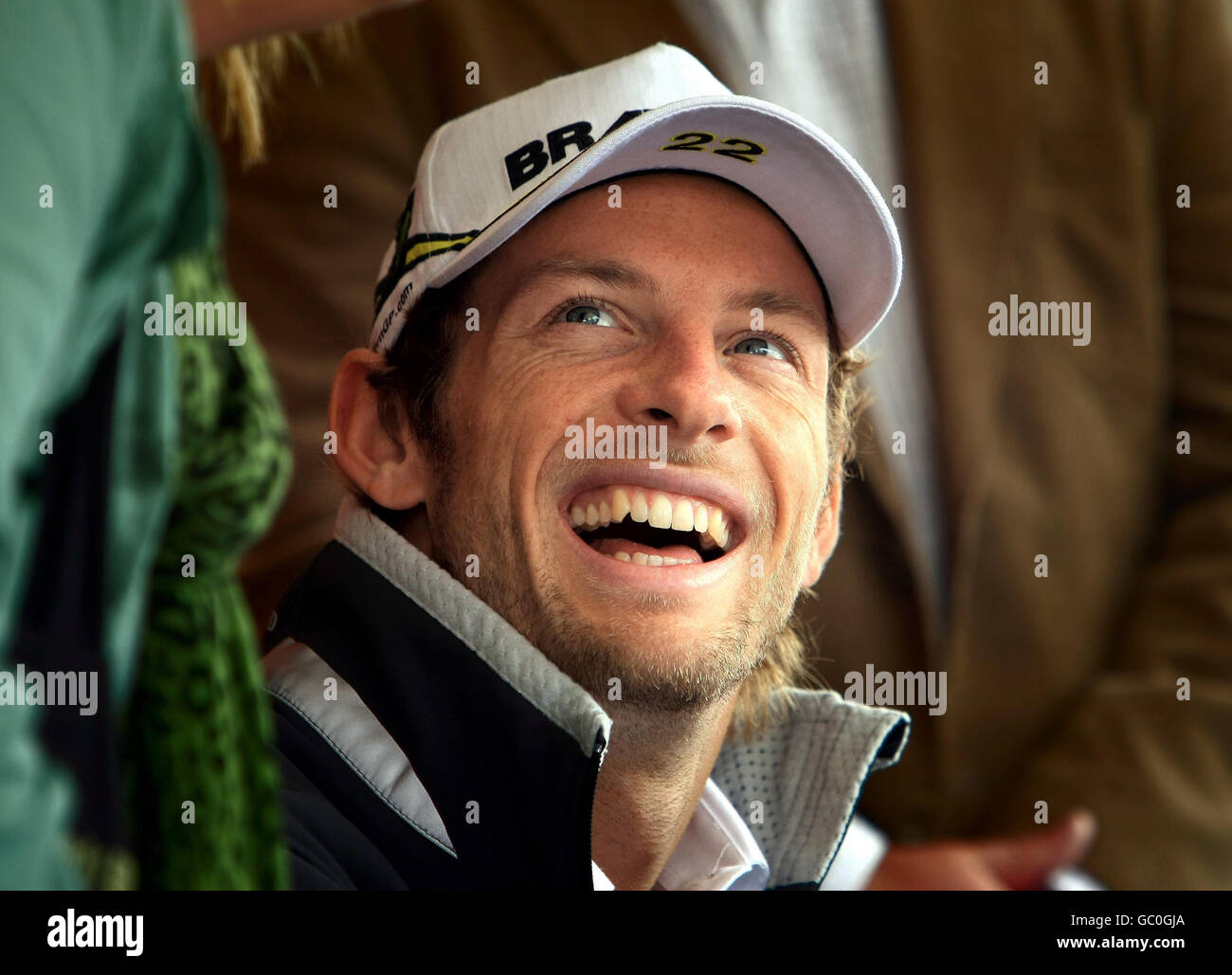 Great Britain's Formula 1 driver Jenson Button answers questions from ...