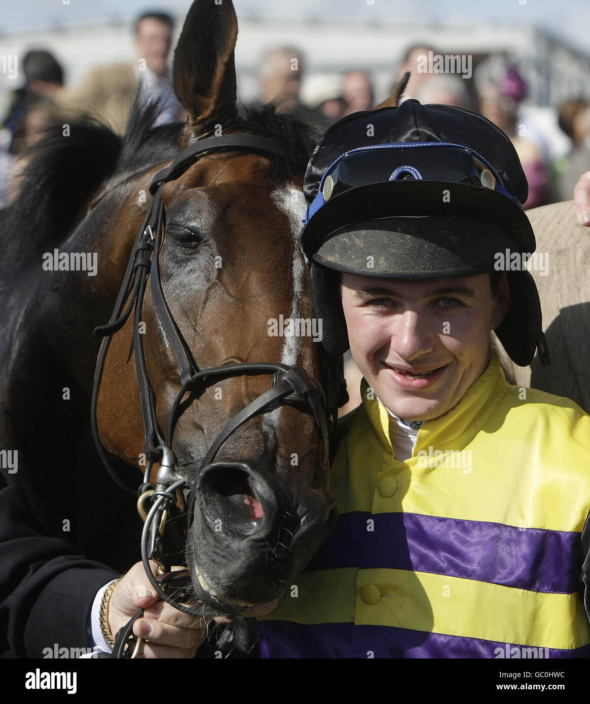 Jockey Steven Gray celebrates with Bahrain Storm after winning the ...
