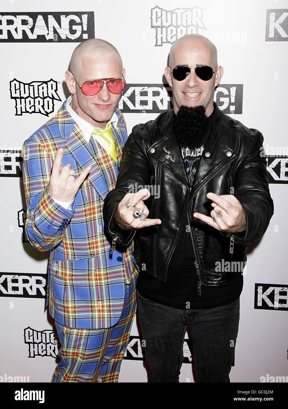 Corey Taylor of Slipknot (left) and Scott Ian of Anthrax arriving at ...