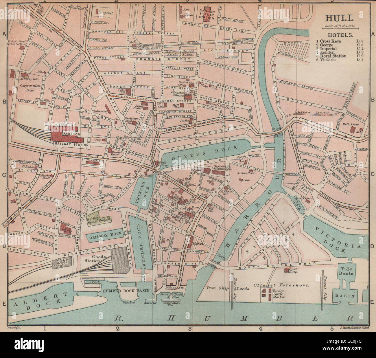 HULL town/city plan. Yorkshire. BARTHOLOMEW, 1893 antique map Stock ...