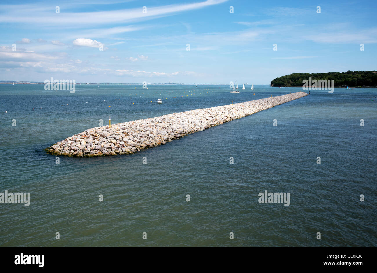 Cowes breakwater. The rock armouring layers provide protection for this ...