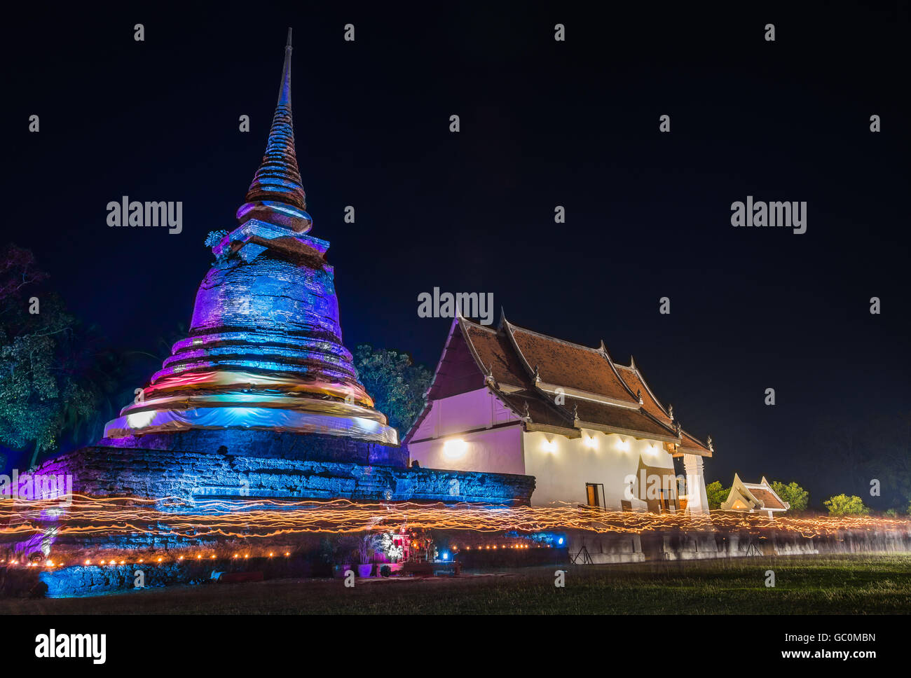 Triple Circumambulation around old pagoda of Trapangtong Temple in ...