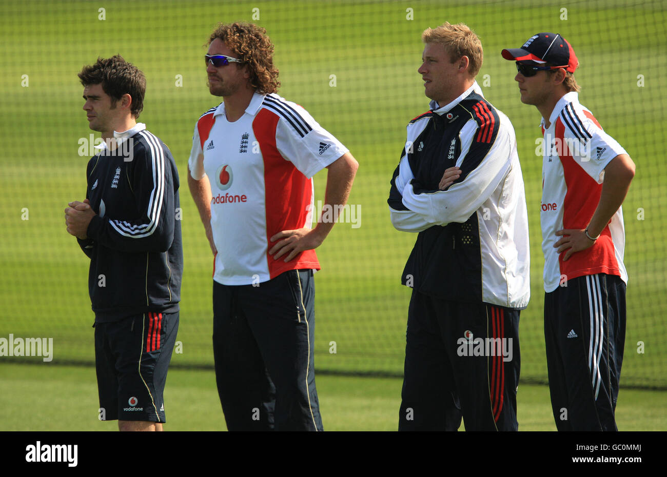(From L-R) England's bowlers James Anderson, Ryan Sidebottom, Andrew ...