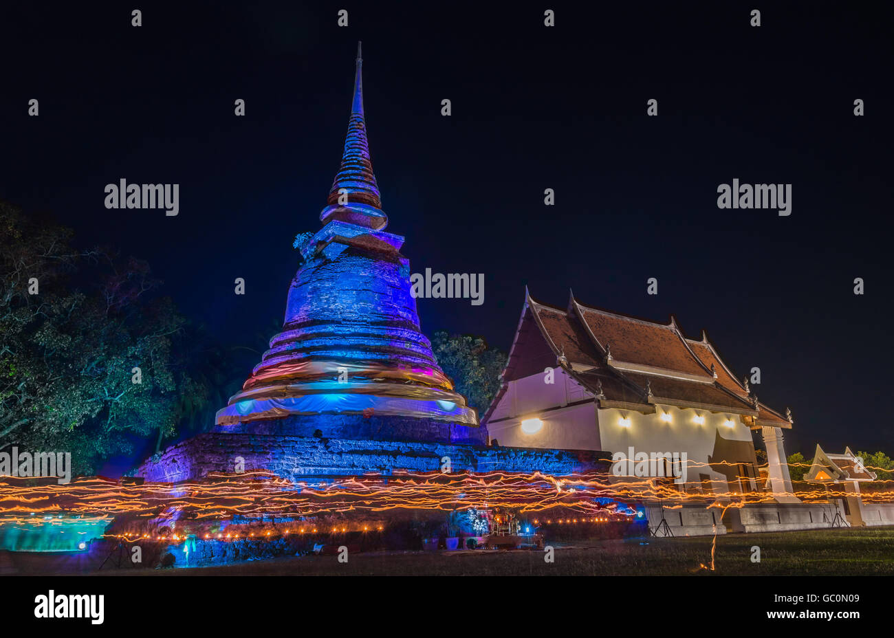 Triple Circumambulation around old pagoda of Trapangtong Temple in ...