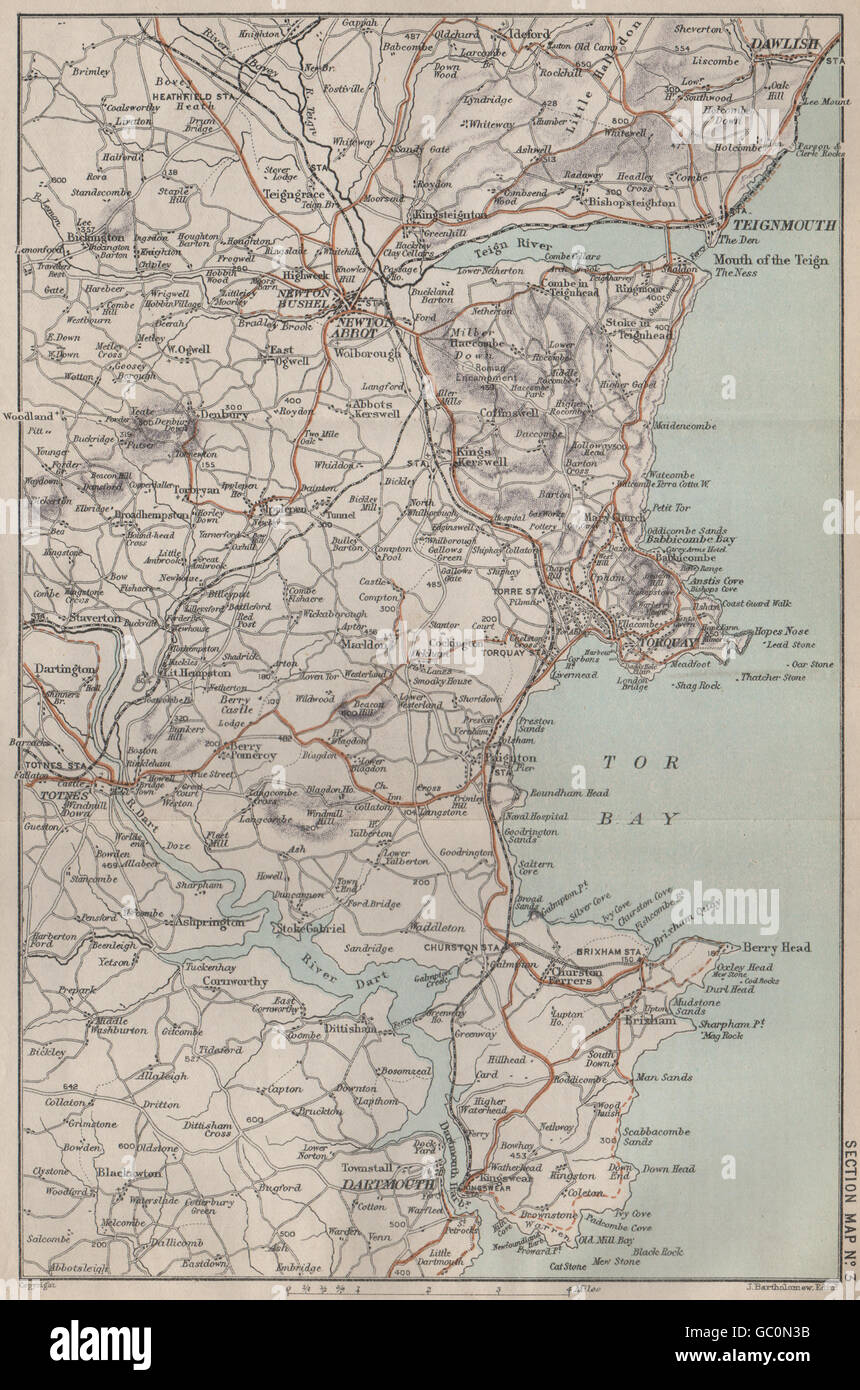 TORBAY River Dart Torquay Paignton Dartmouth Teignmouth Brixham, 1892 ...