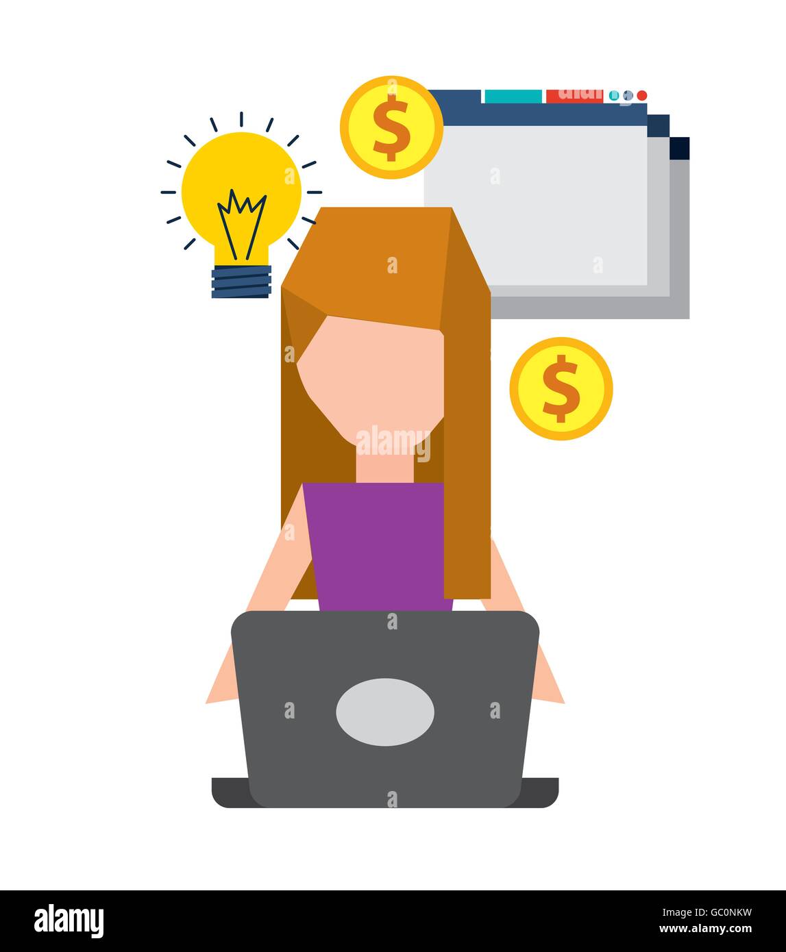 Cartoon and laptop icon. Blog concept. Vector graphic Stock Vector ...