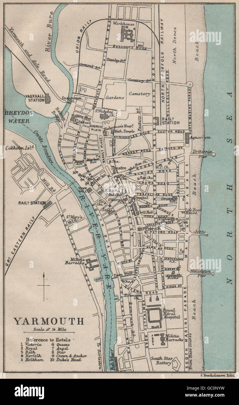 GREAT YARMOUTH town/city plan. BARTHOLOMEW, 1883 antique map Stock ...
