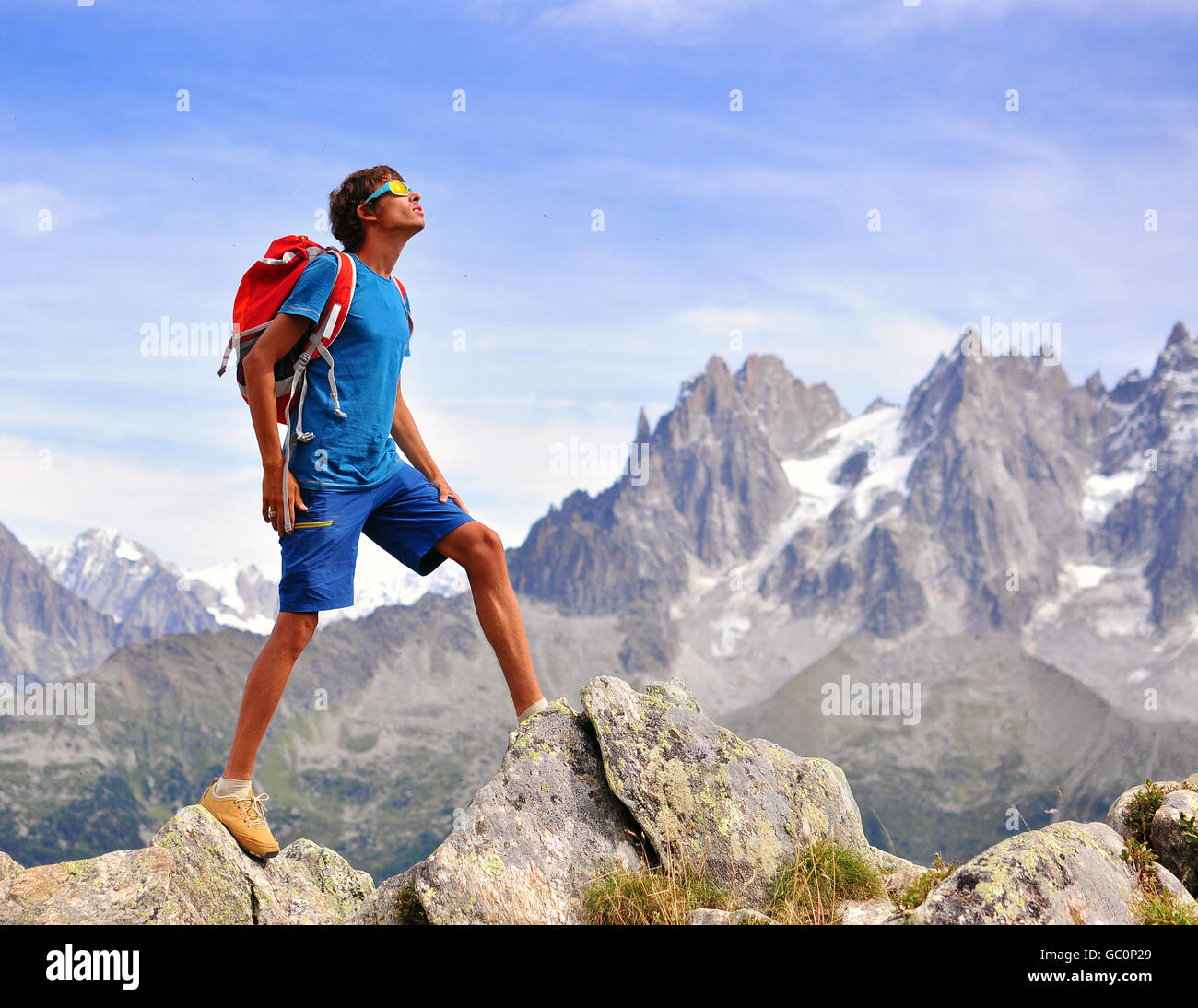 Young man in mountains, Chamonix Mont Blanc, France Stock Photo - Alamy