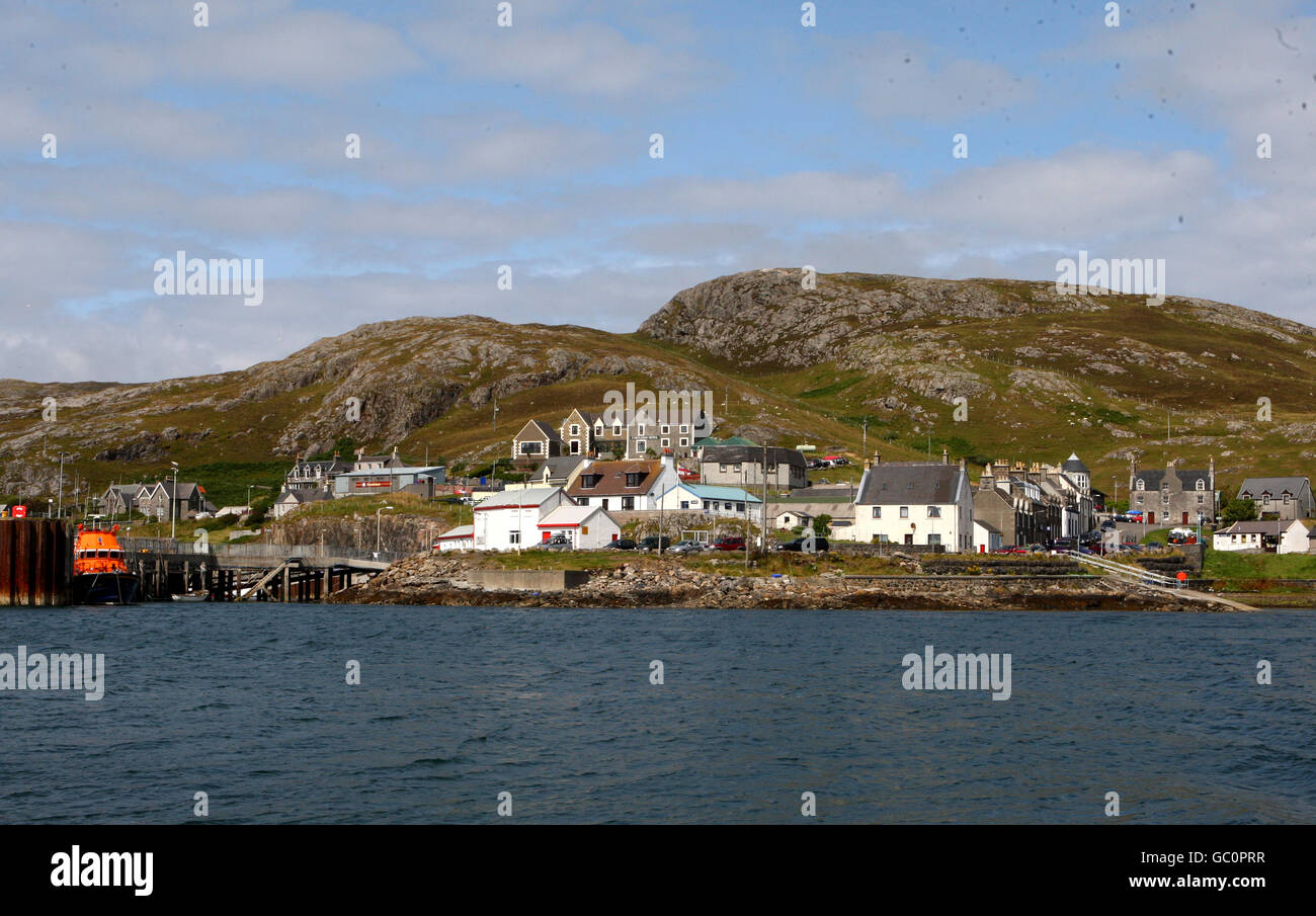 Pictured is the village of Castlebay on the Isle of Barra. The most ...