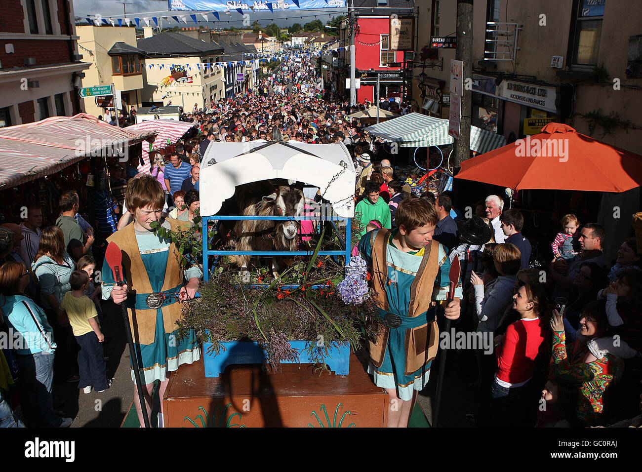 A goat is paraded at the Annual Puck Fair in Killorglin, Co.Kerry ...