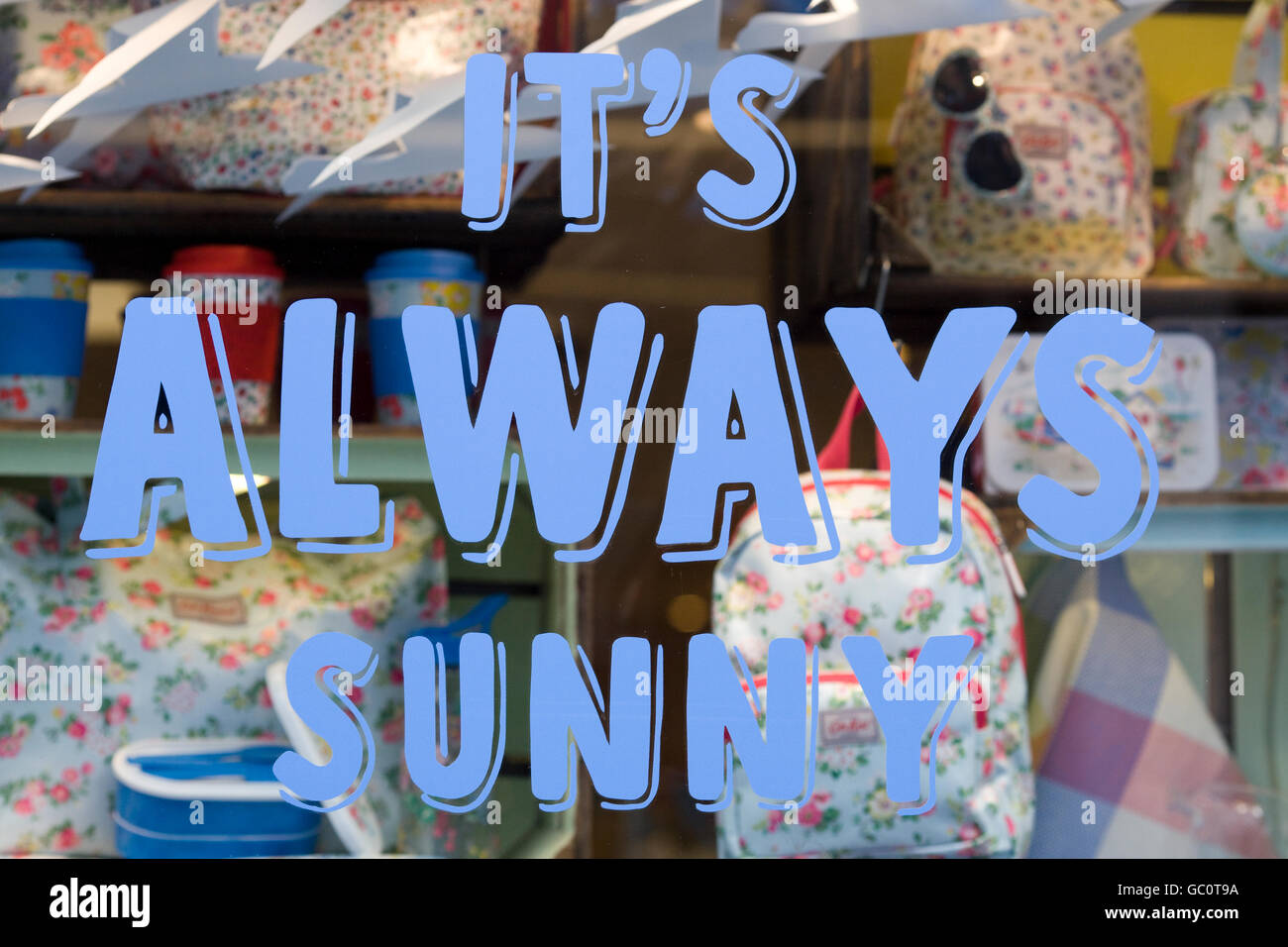shop window sign "It's always sunny Stock Photo - Alamy