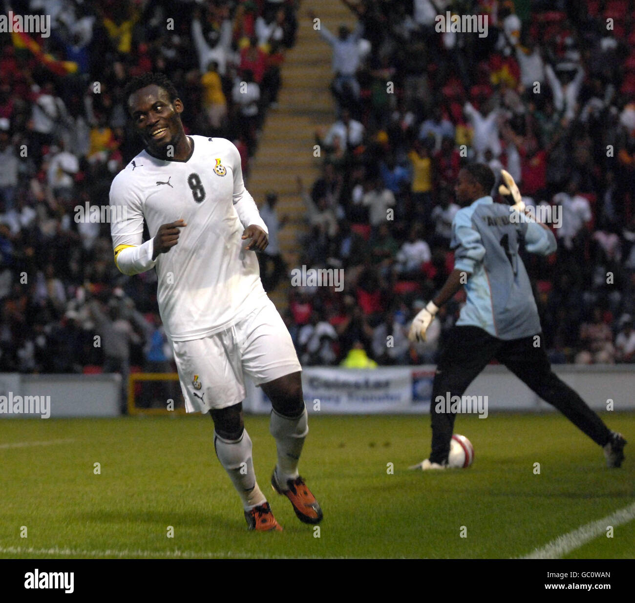 Ghana's Michael Essien celebrates after scoring during the ...