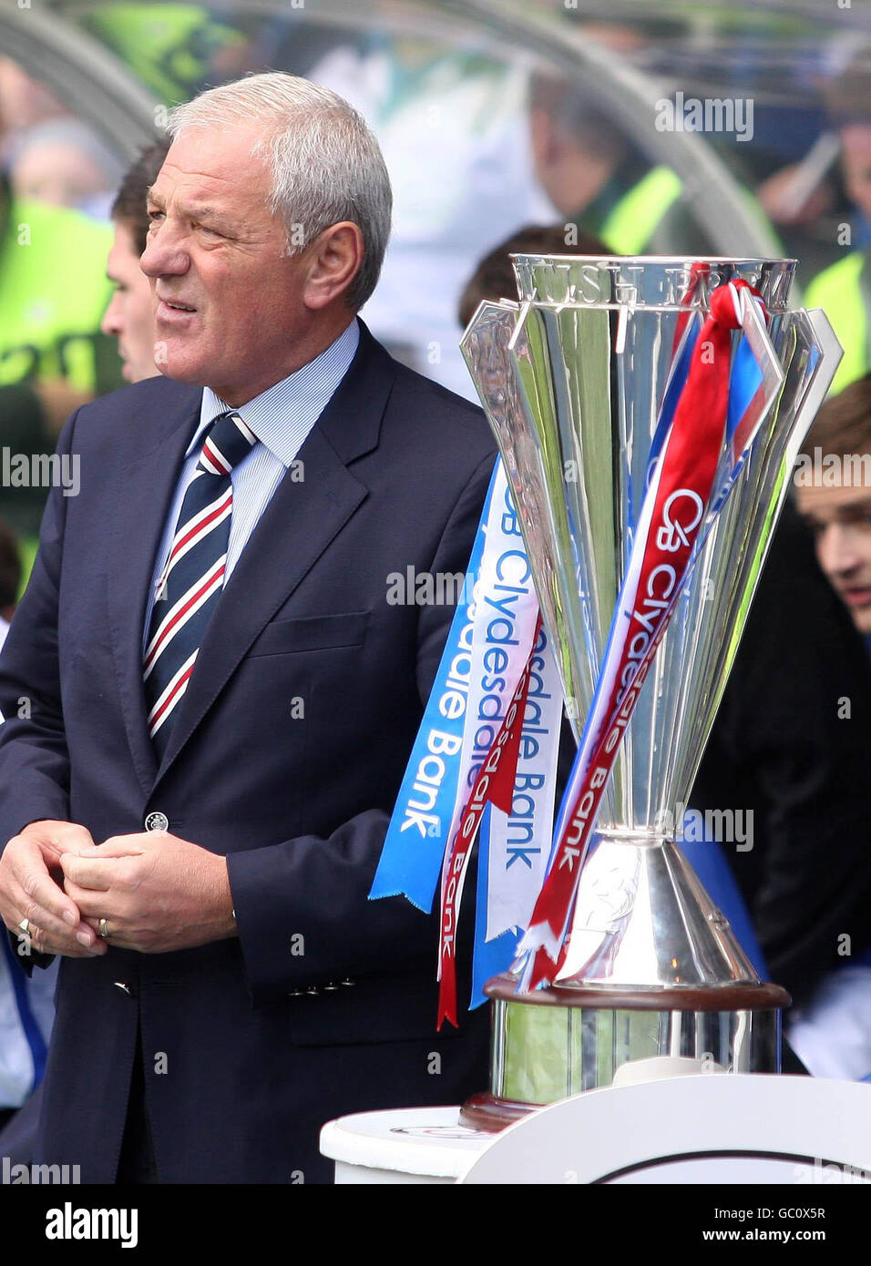 Rangers' manager Walter Smith with the Scottish Premier League Trophy ...