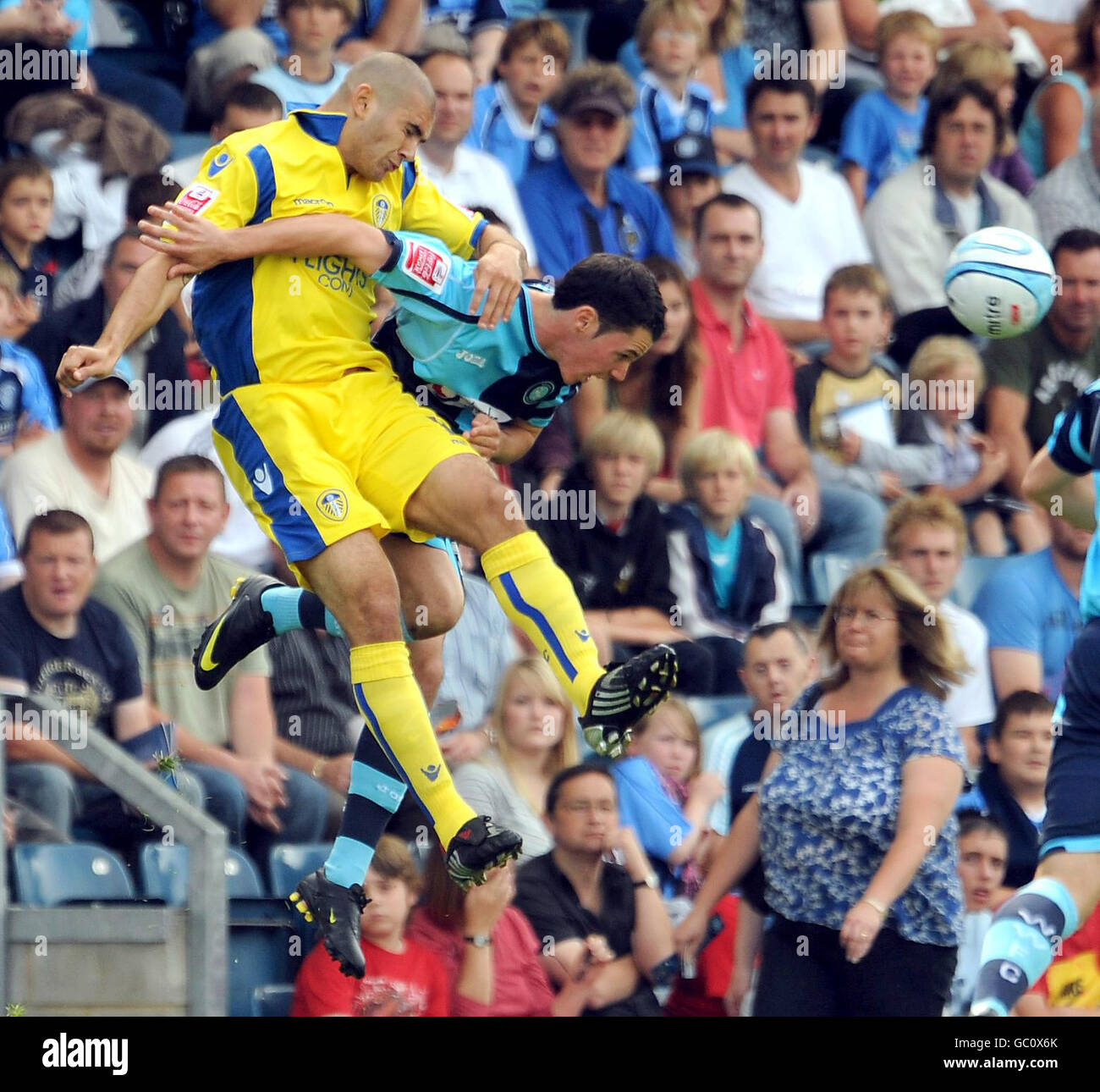Football full length action header jumping hi-res stock photography and ...