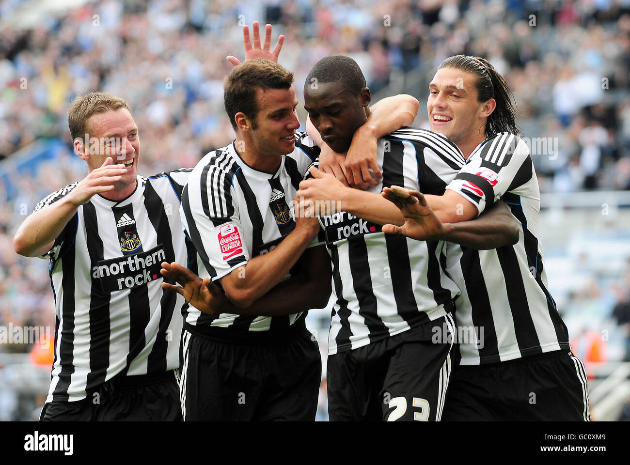 (From L-R) Newcastle United's Kevin Nolan, Steven Taylor, goal scorer ...