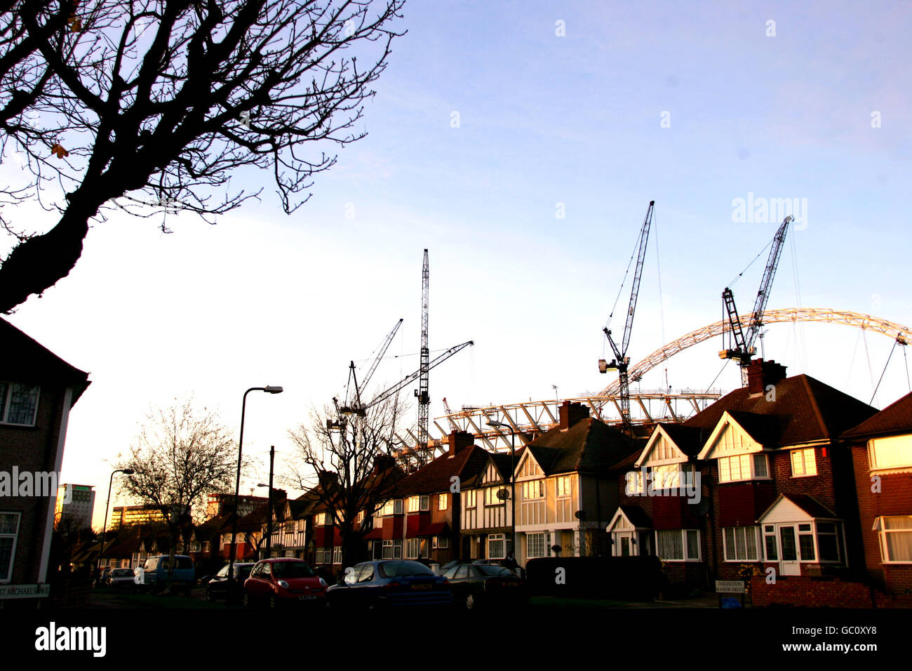 General view of the new Wembley Stadium under construction Stock Photo ...