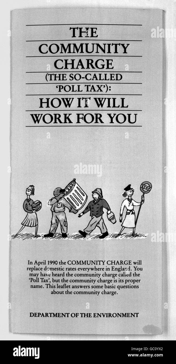 Politics - Poll Tax Leaflet Stock Photo - Alamy