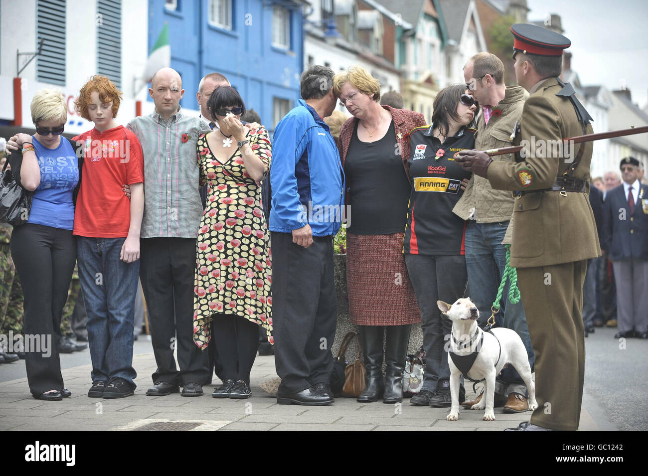 Phillip Hunt (4th left) and Hazel Hunt (5th left) at a memorial to ...