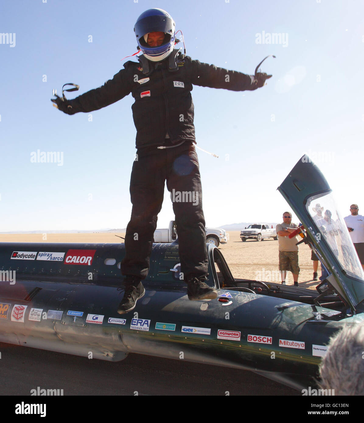 Usa breaking teams own land speed record steam powered car hi-res stock ...