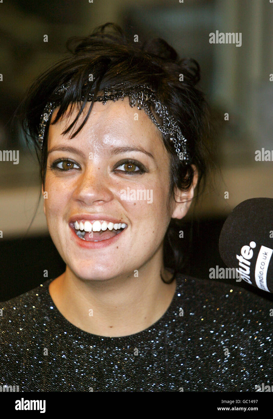 Singer Lily Allen at Absolute Radio in central London Stock Photo - Alamy