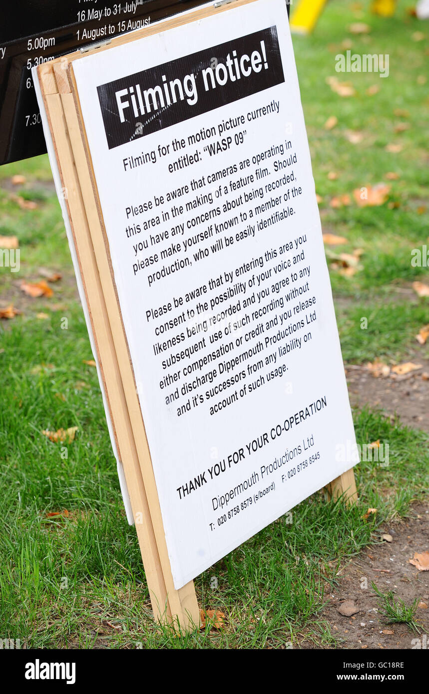 Filming notice on the set of Woody Allen's new film currently titled ...