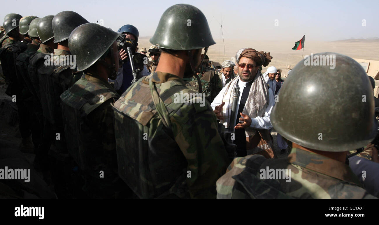Addresses soldiers from the afghan national army at anp hill hi-res ...