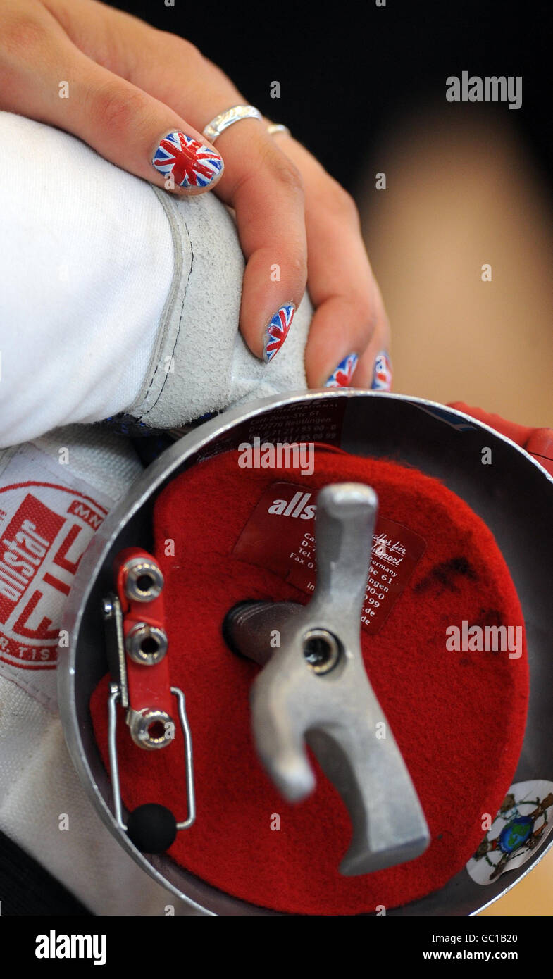 Great Britain's Freyja Prentice fingernails are seen decorated with the ...