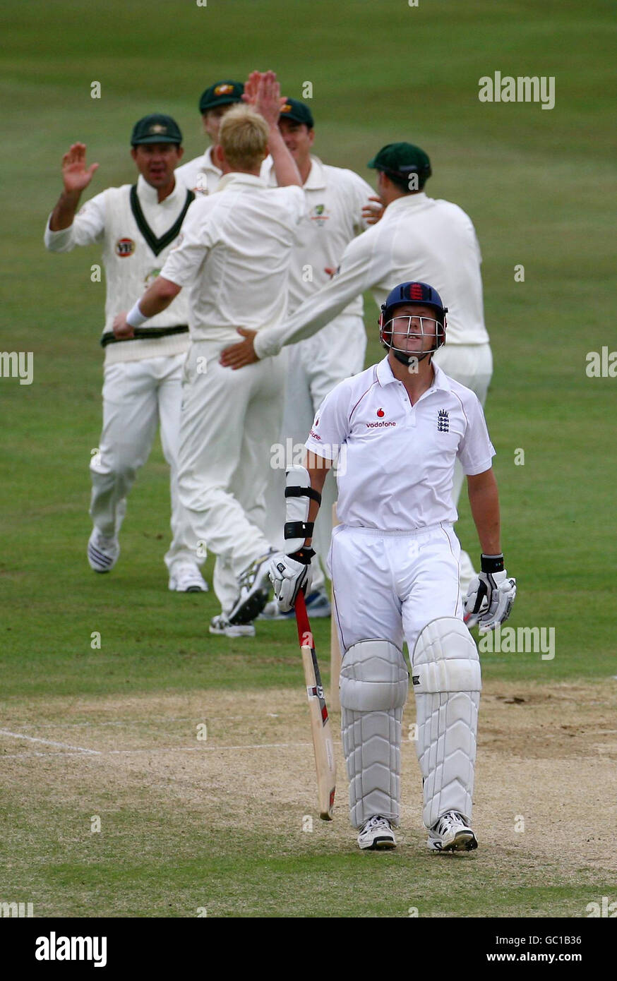England batsman Joe Sayers leaves the field after being caught by ...