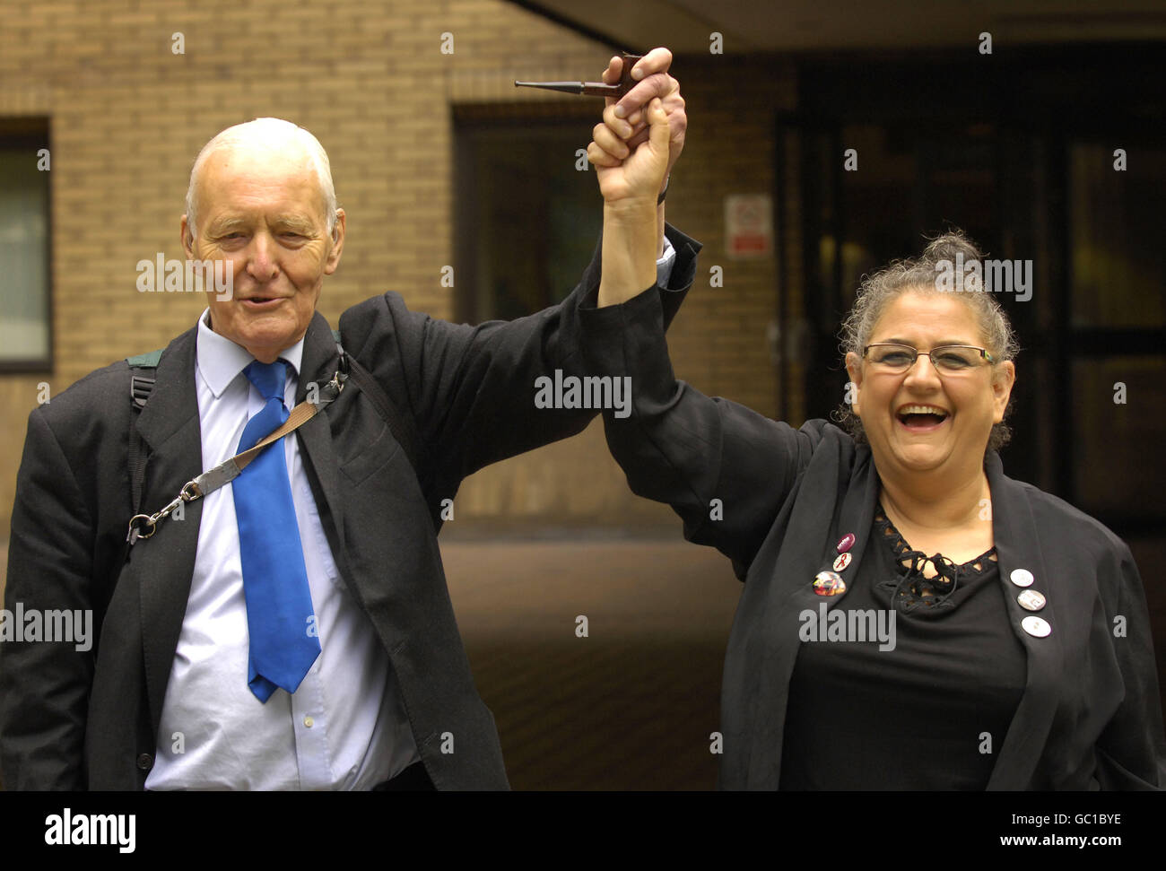 Big Brother contestant Carole Vincent with Tony Benn outside at ...