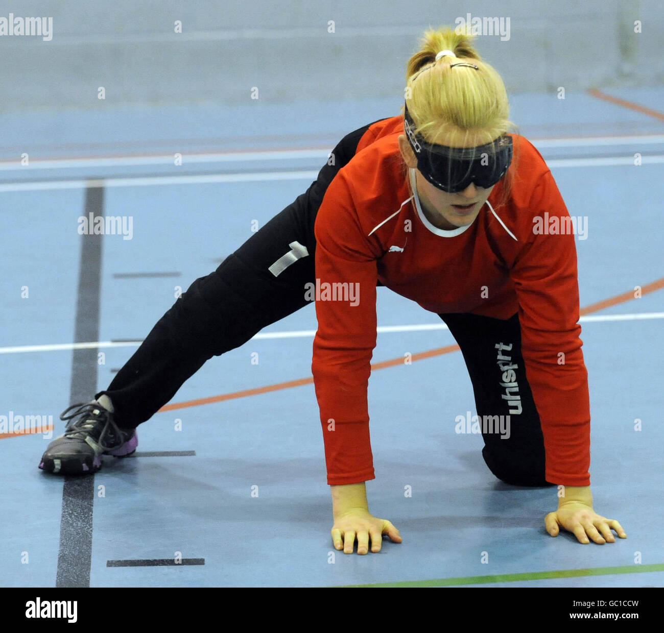Anna sharkey practices goalball at bedford international stadium hi-res ...