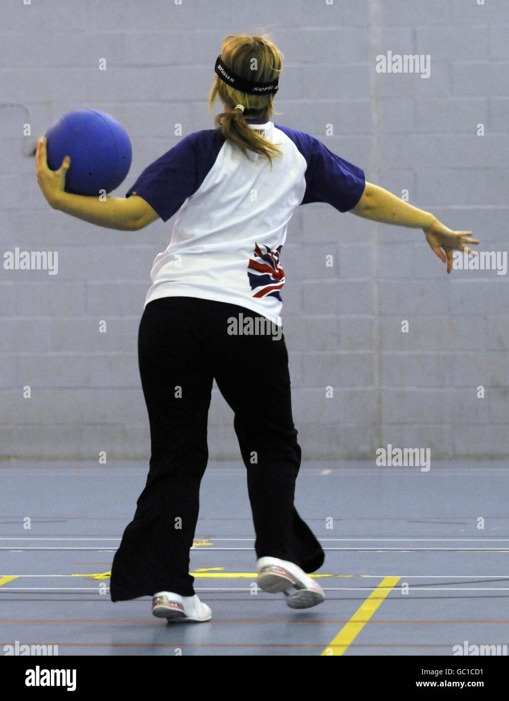 Emily Luke practices Goalball at Bedford International Stadium, Bedford ...