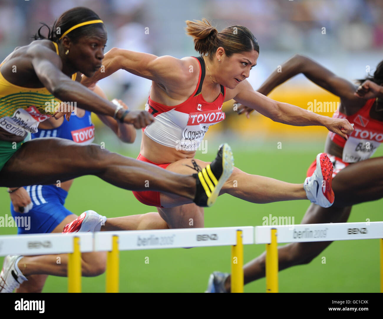 Canada's Priscilla Lopes-Schliep in action in the women's 100m hurdles ...