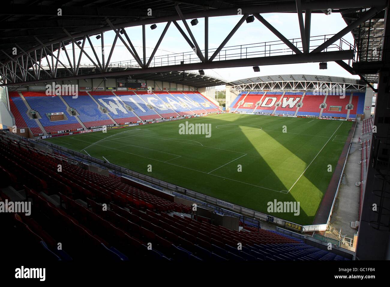 General view of the DW Stadium, home of Wigan Athletic Stock Photo - Alamy