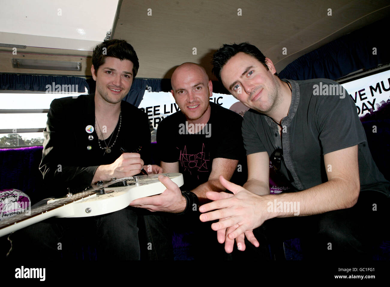 The Script backstage in the Absolute Radio VIP area during the Virgin ...