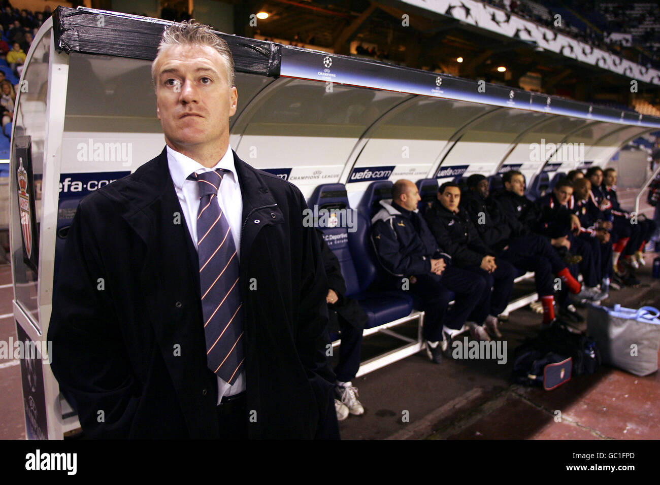 Monaco manager Didier Deschamps watches his team thrash Deportivo La ...