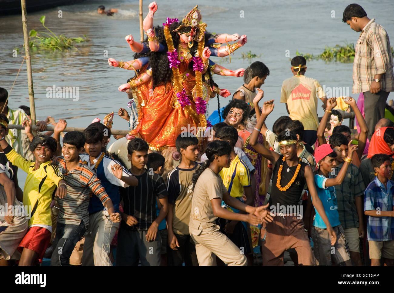 Goddess Durga immersion on Icchamoti river at the end of Durga Puja ...