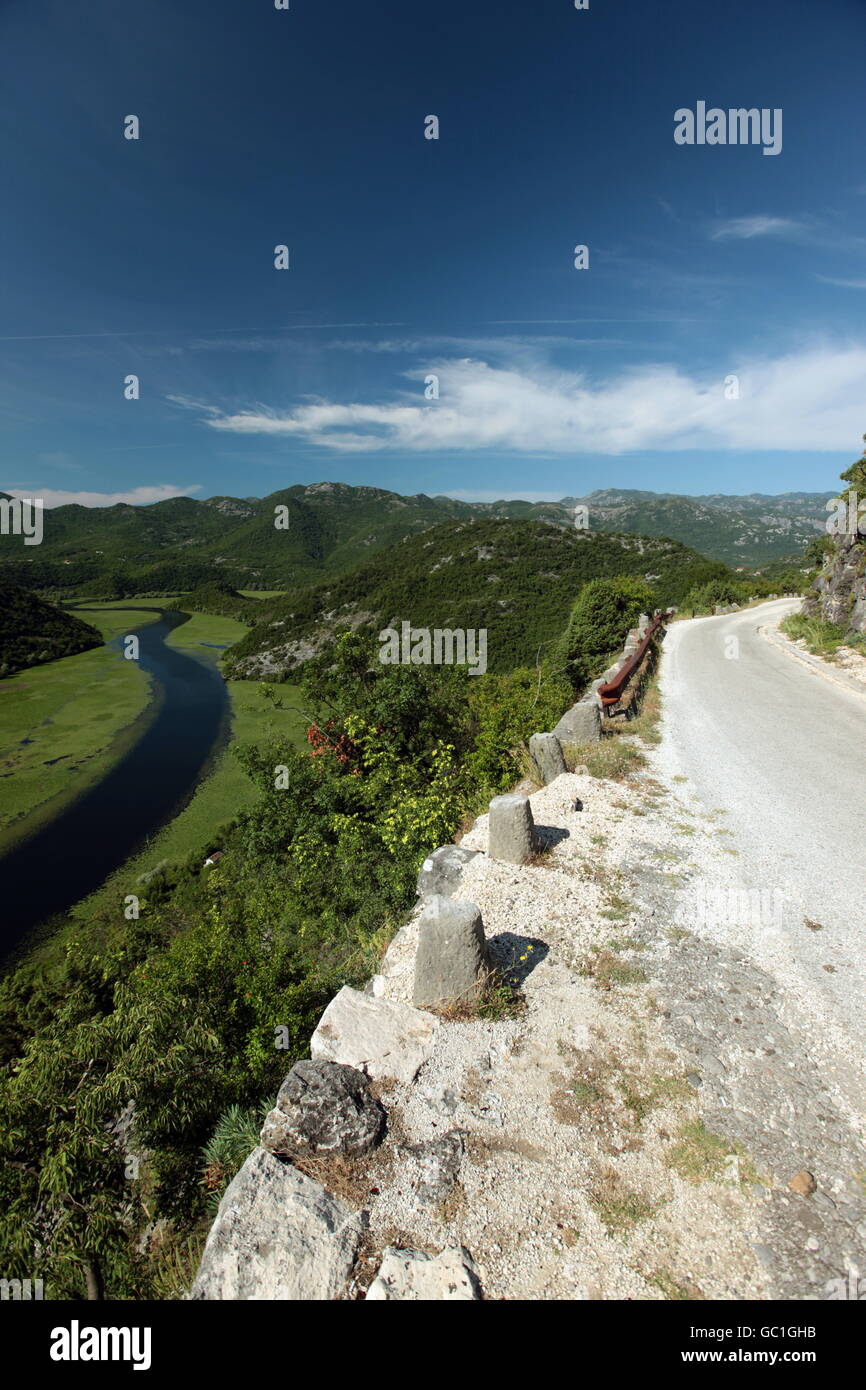 the river Rijeka Crnojevica at the west end of the Skadarsko Jezero Lake or Skadar Lake in ...