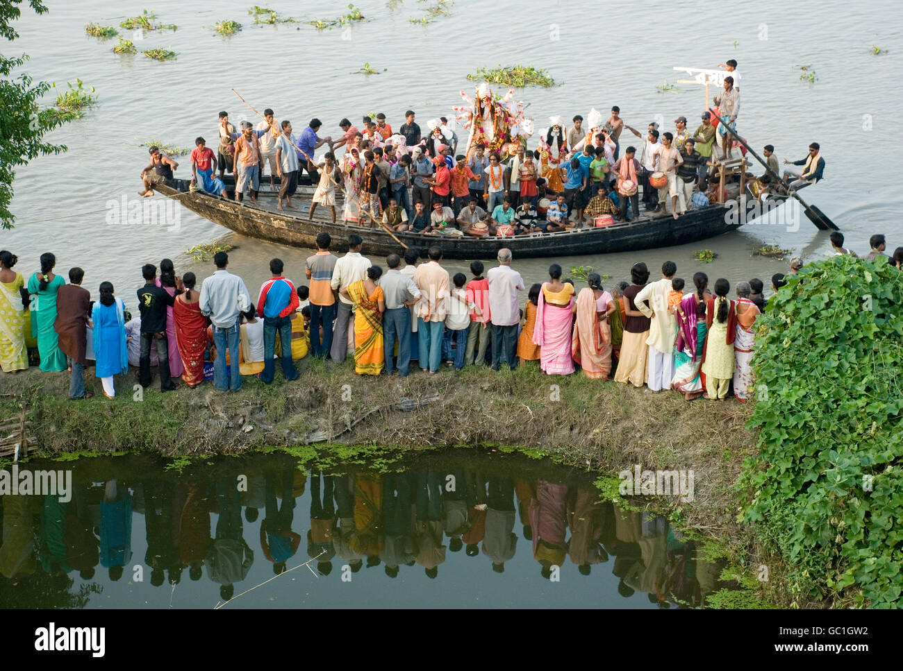 Goddess Durga immersion on Icchamoti river at the end of Durga Puja ...