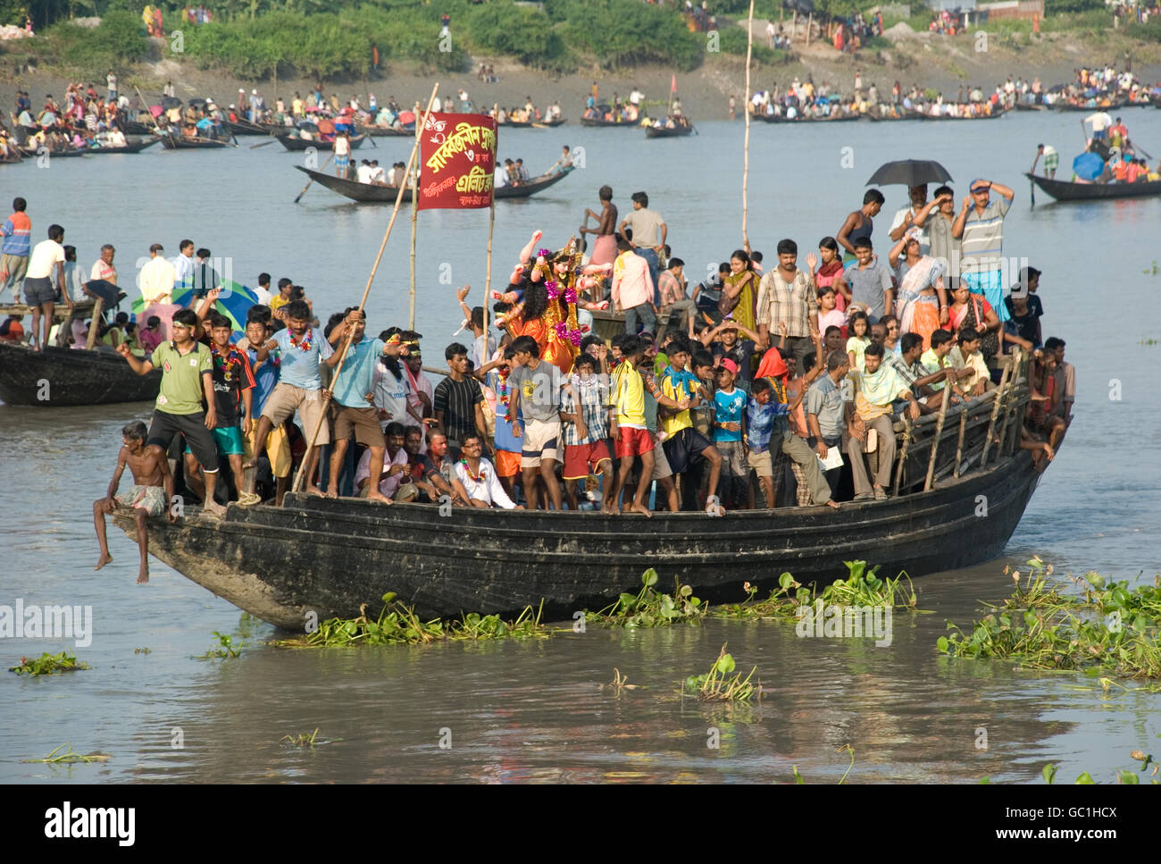 Goddess Durga immersion on Icchamoti river at the end of Durga Puja ...