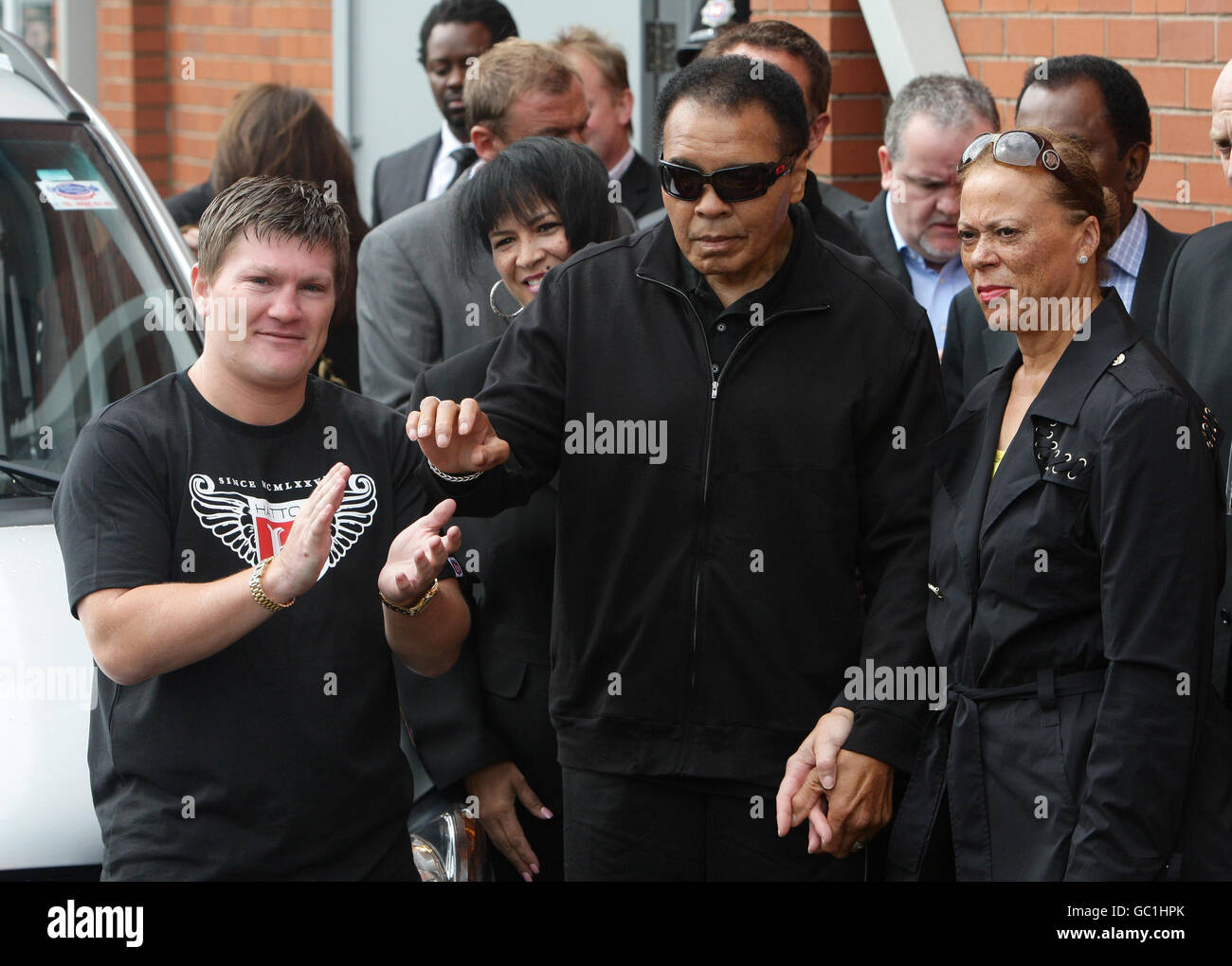 Ricky Hatton (left) applauds boxing legend Muhammad Ali (right) during ...