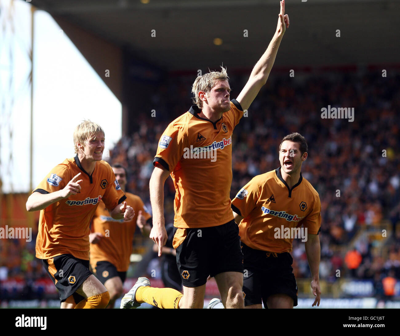 Football soccer wolves celebration celebrating half length mid top hi ...