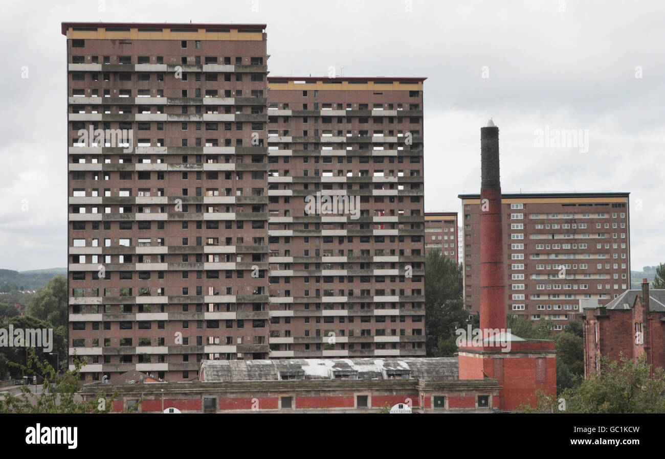 Demolition of multi-storey blocks in the Pollokshaws area of Glasgow ...