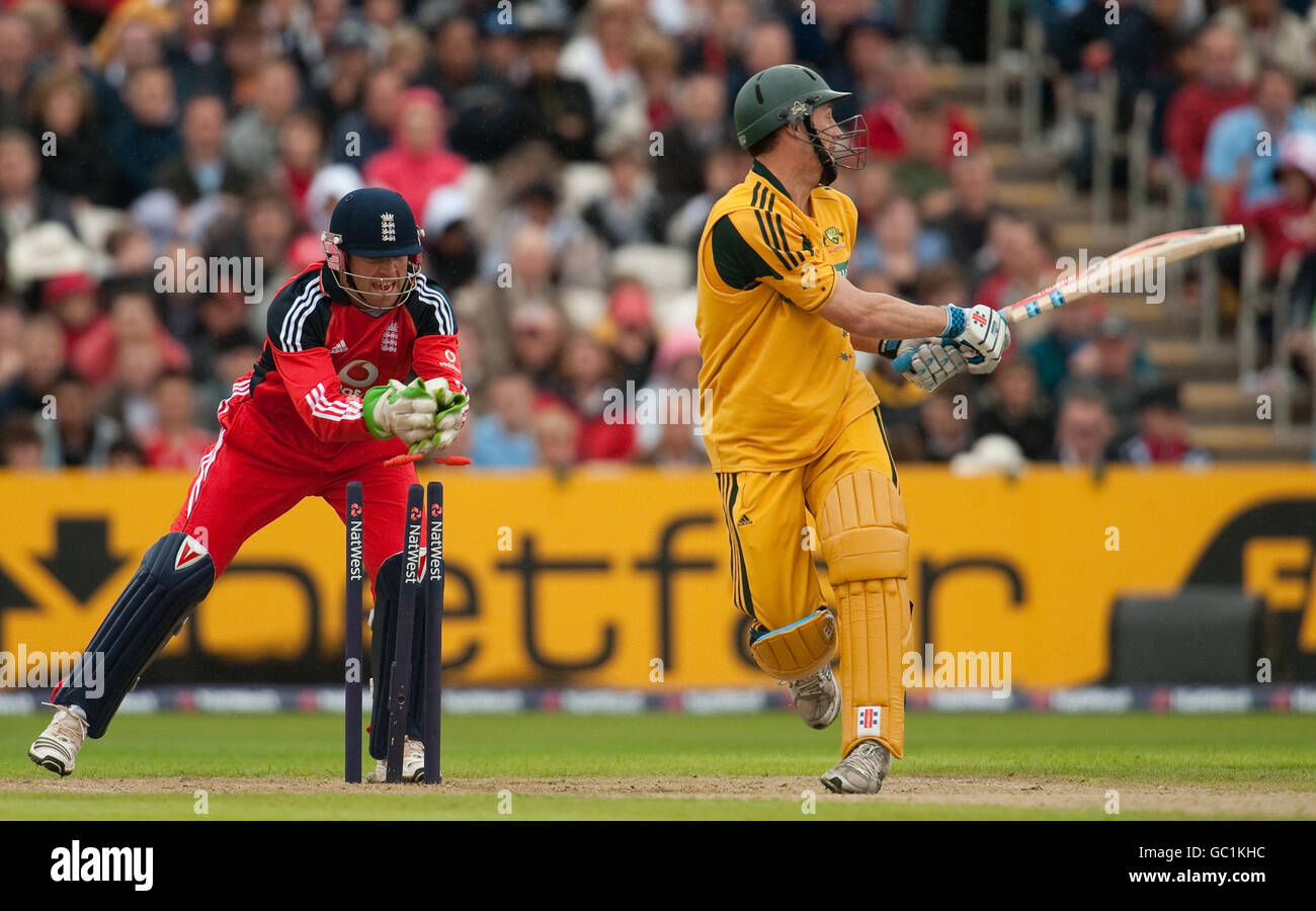 England's Matt Prior stumps Australia's David Hussey during the First ...