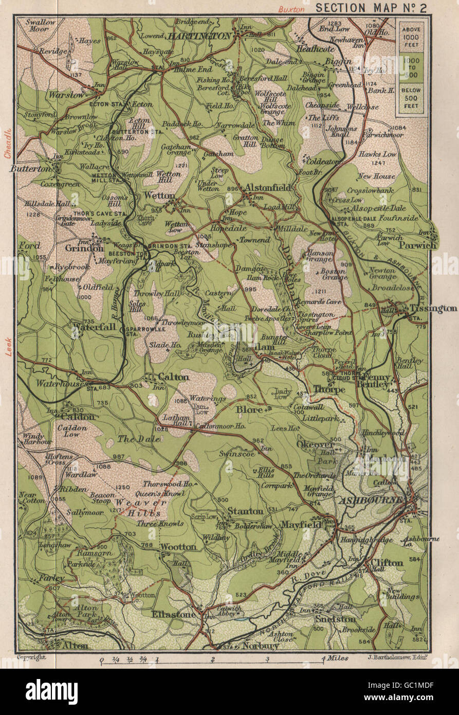 DOVEDALE. Peak District south. Alstonfield Ashbourne Hartington, 1903 ...