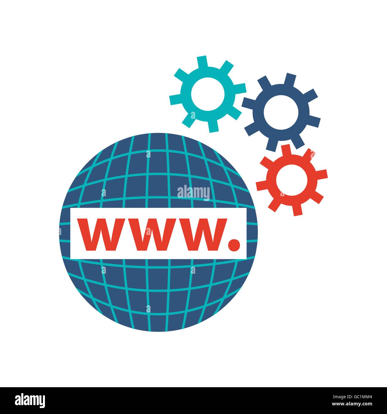 Sphere and gears design. Global communication concept. Vector gr Stock ...