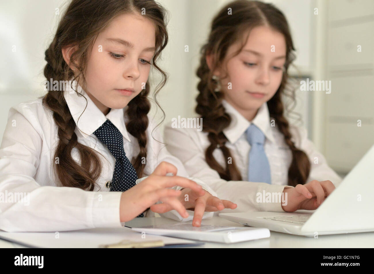 little girls making homework Stock Photo - Alamy