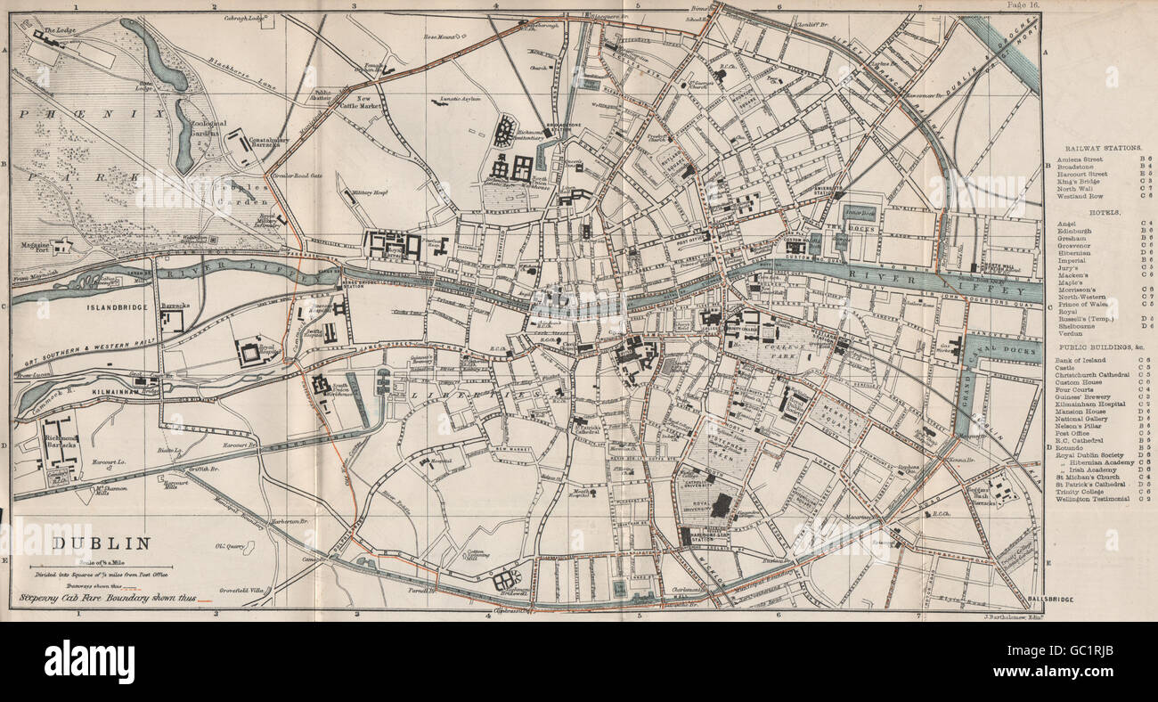 DUBLIN town/city plan. Ireland. BARTHOLOMEW, 1887 antique map Stock ...
