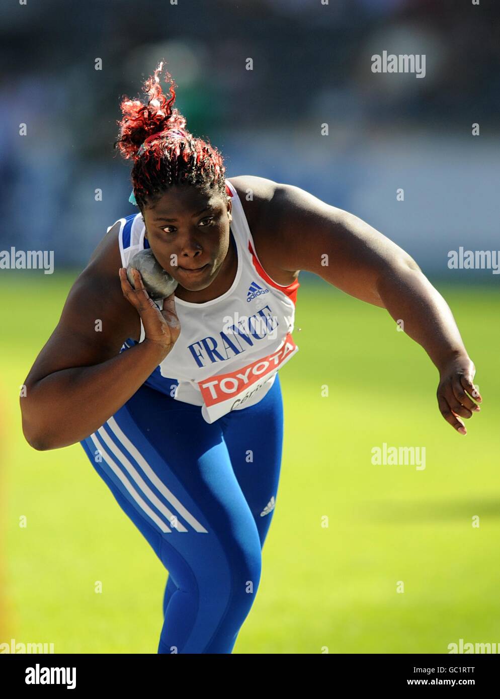 France's Anita Marton in action in the women's shot put qualifying ...
