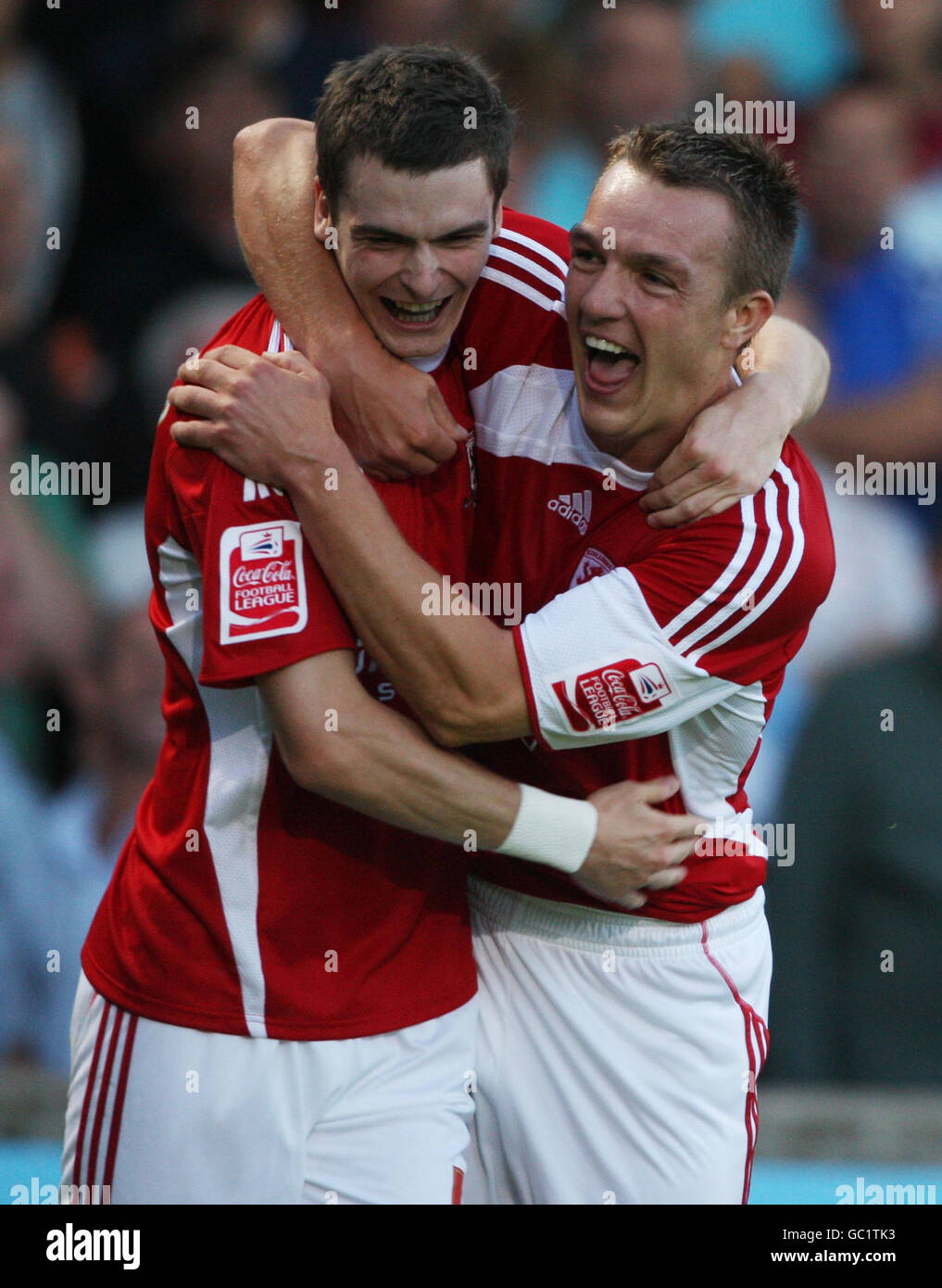Middlesbroughs adam johnson celebrates his goal hi-res stock ...