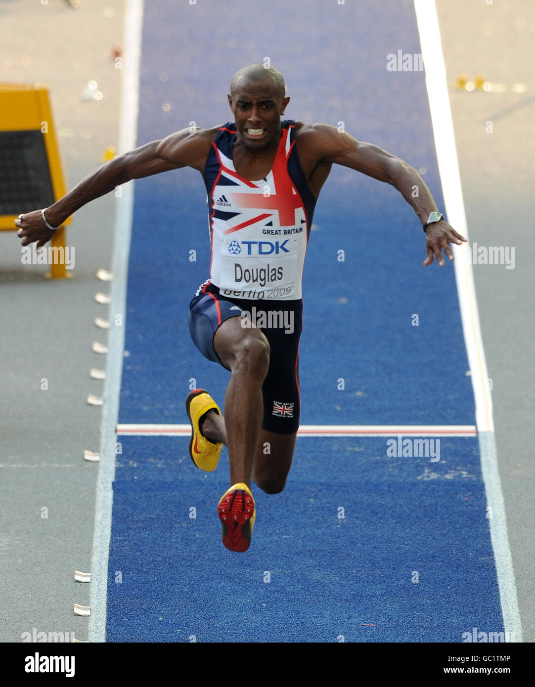 Great Britain's Nathan Douglas in action in the triple jump final Stock ...